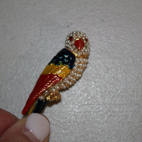 Jewelry | Vintage Canary Pin Brooch Faux Pearl Enamel | Poshmark